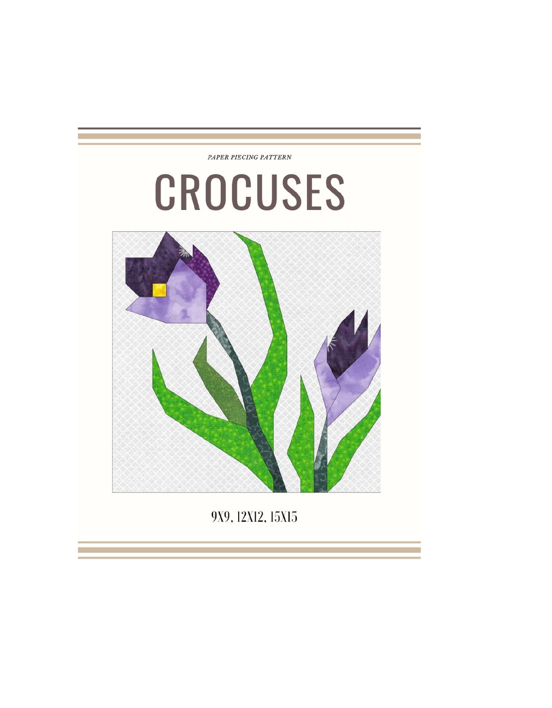 Crocuses - Block, Foundation Paper Piecing /patchwork Pattern/quilt ...