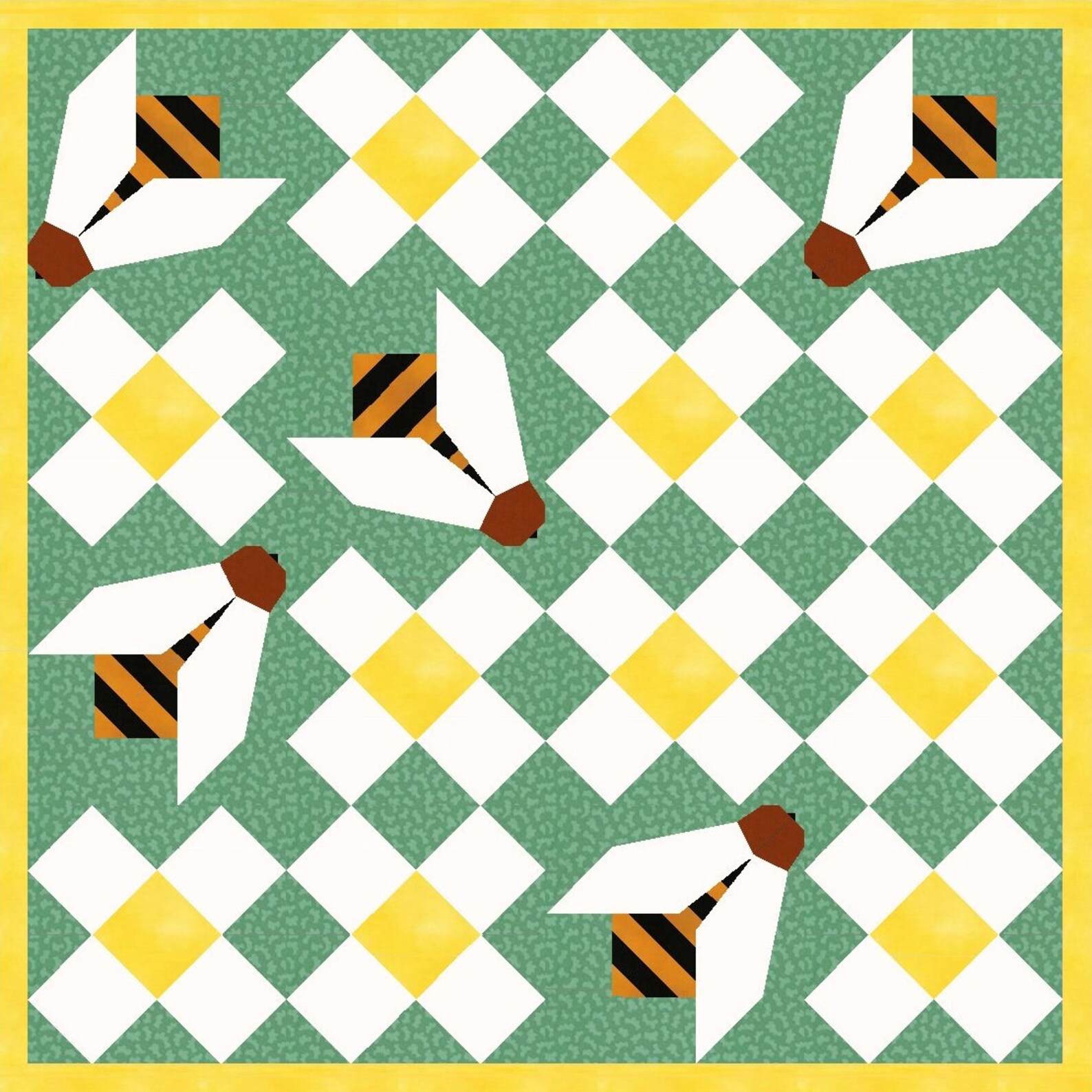 PDF Patchwork Bee and Flower FPP Block English Paper - Etsy