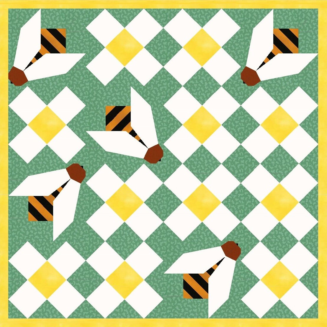 PDF Patchwork Bee and Flower FPP Block English Paper - Etsy