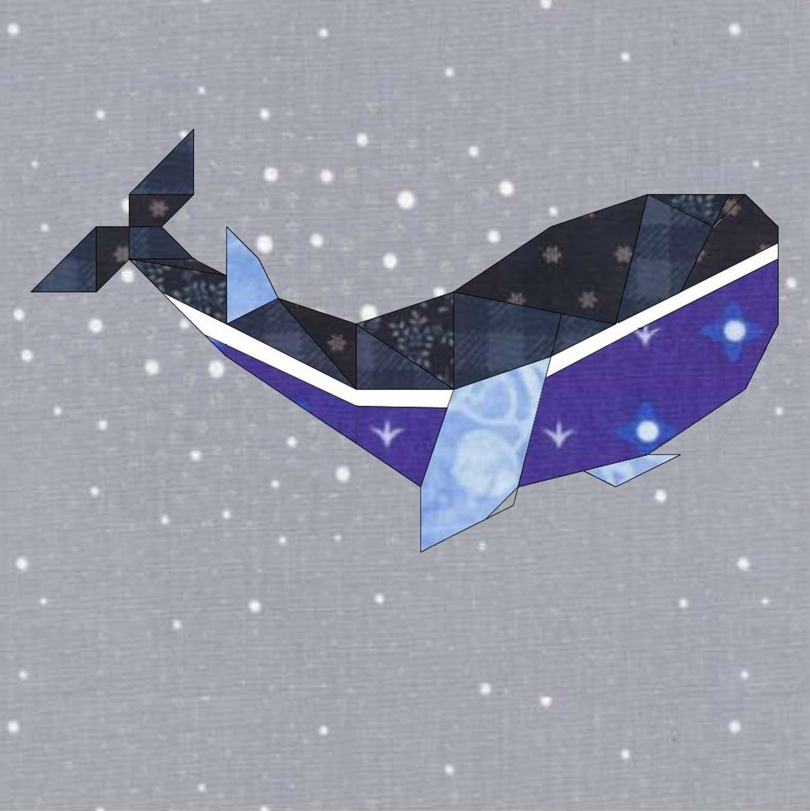 PDF Patchwork Whale FPP Block English Paper Piecing | Etsy