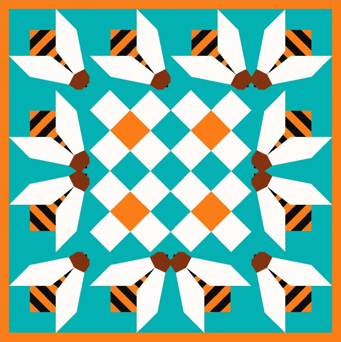 PDF Patchwork Bee and Flower FPP Block English Paper - Etsy