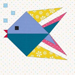 Fish - Block, Foundation Paper Piecing /patchwork Pattern/quilt Block ...
