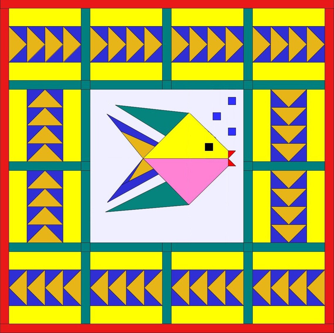 Fish - Block, Foundation Paper Piecing /patchwork Pattern/quilt Block ...