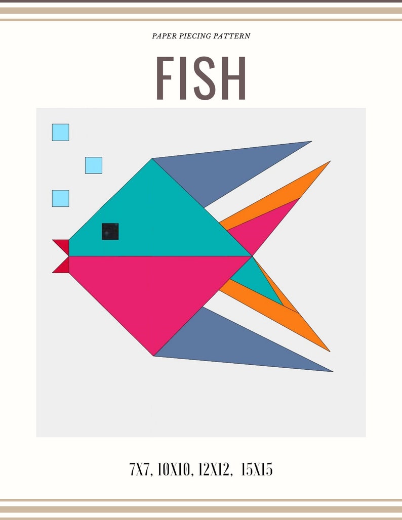 Fish Block Foundation Paper Piecing /patchwork - Etsy