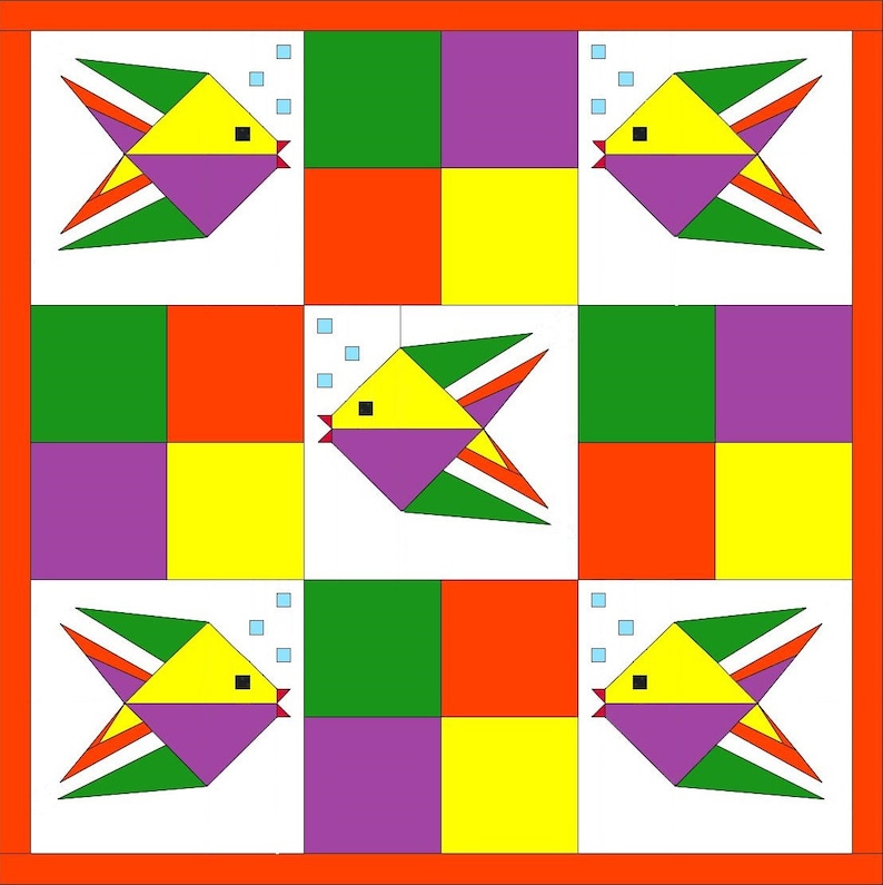 Fish Block Foundation Paper Piecing /patchwork - Etsy