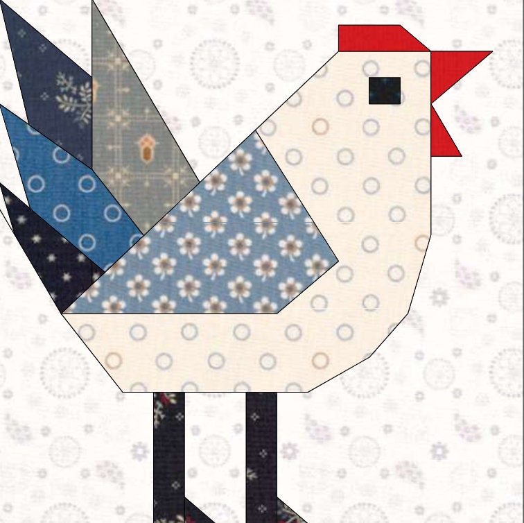 PDF Patchwork Rooster Block Foundation Paper Piecing - Etsy