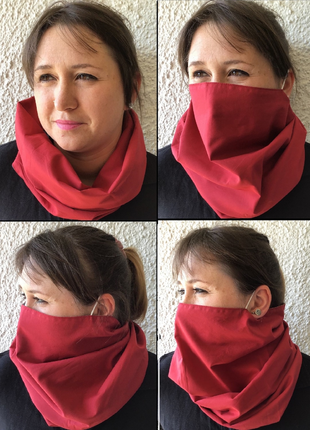 Scarf as Face Mask 1 or 2-coloured (double-sided) Made of Cotton With ...