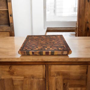 Large End Grain Wood Cutting Board With Geometric "chaotic" Pattern. - Etsy