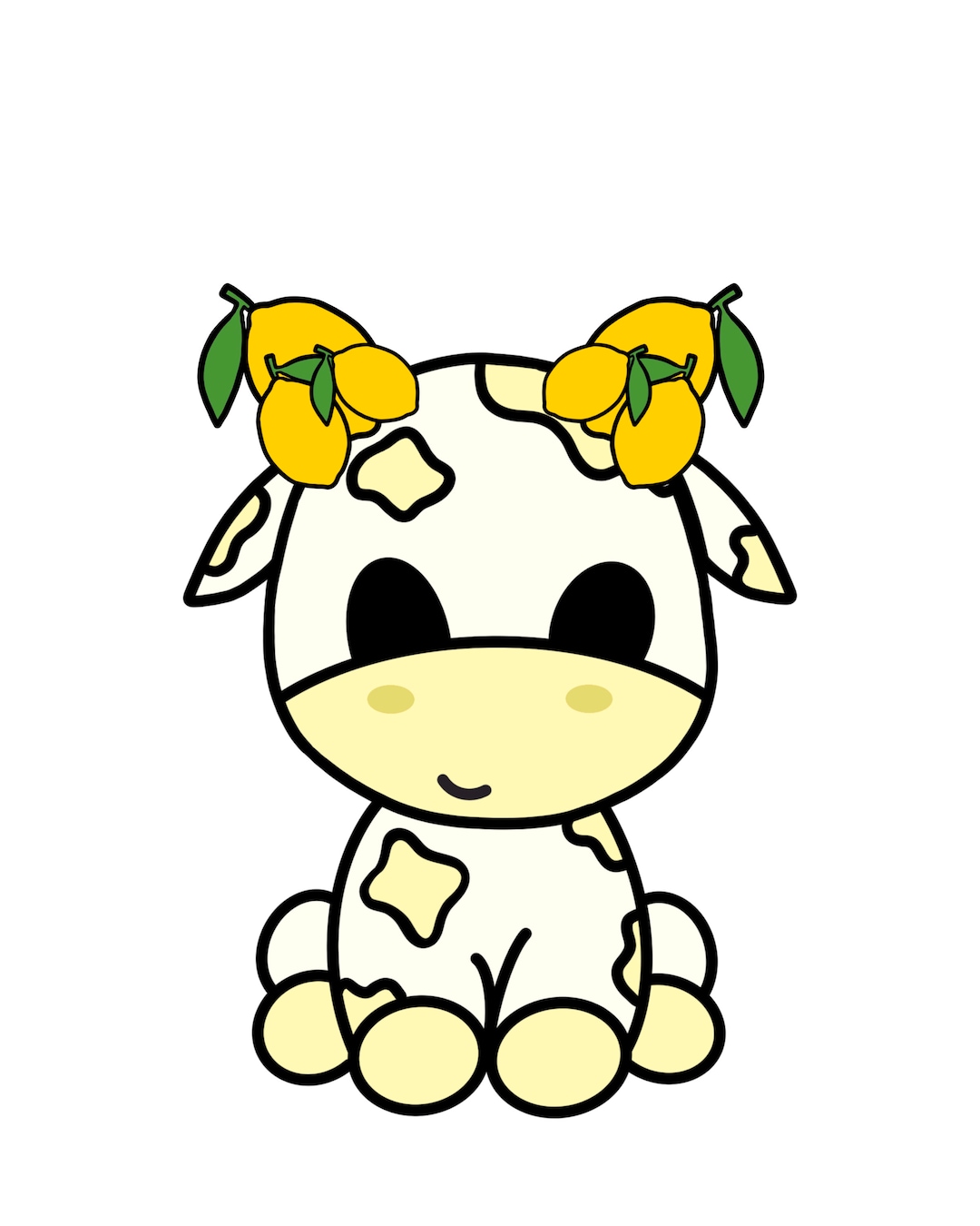 Lemon Fruit Themed Cow Design Print - Etsy