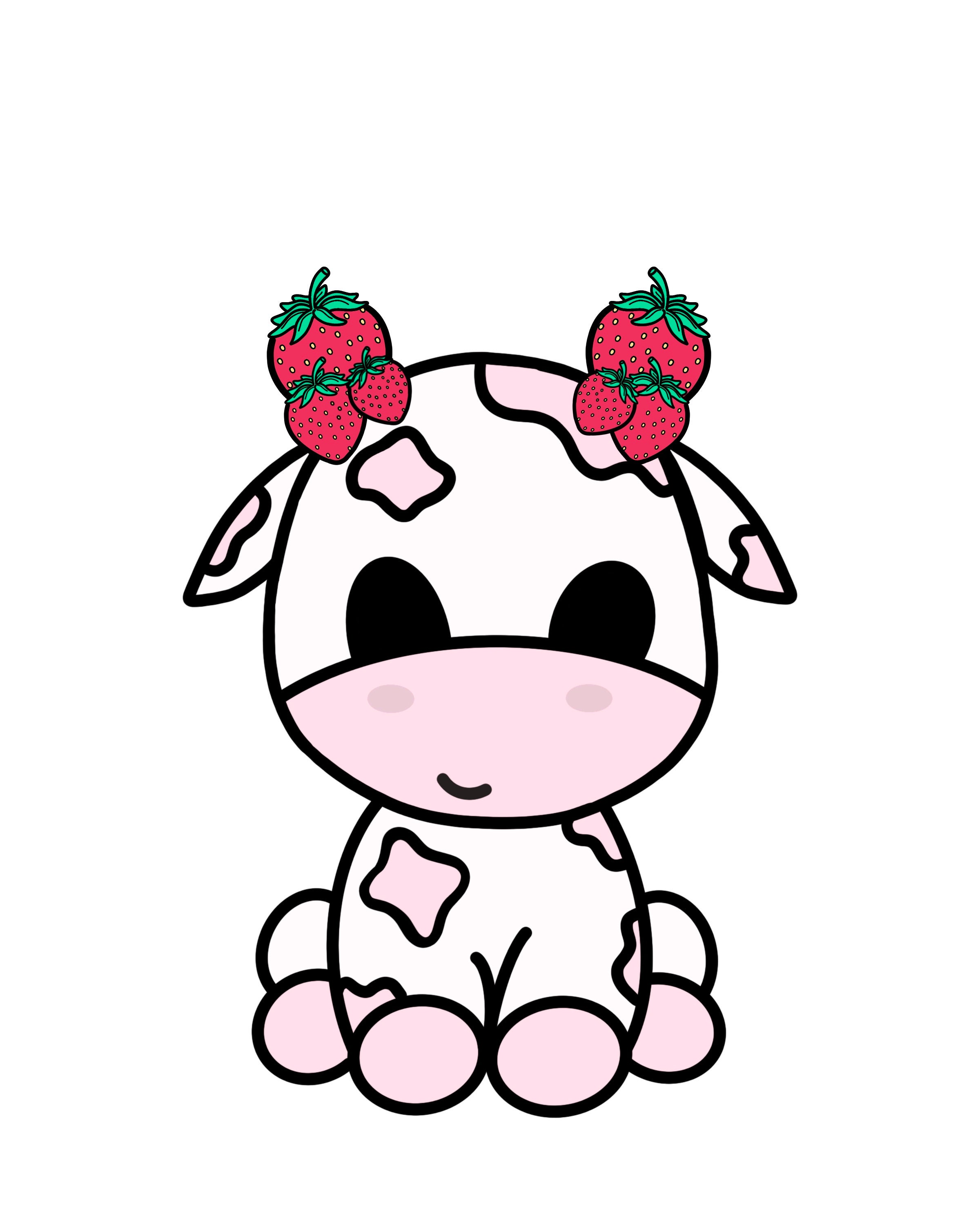 Strawberry Themed Cow Design Print - Etsy