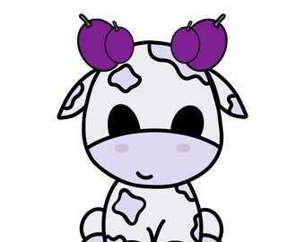 Blueberry Fruit Themed Cow Design Print - Etsy
