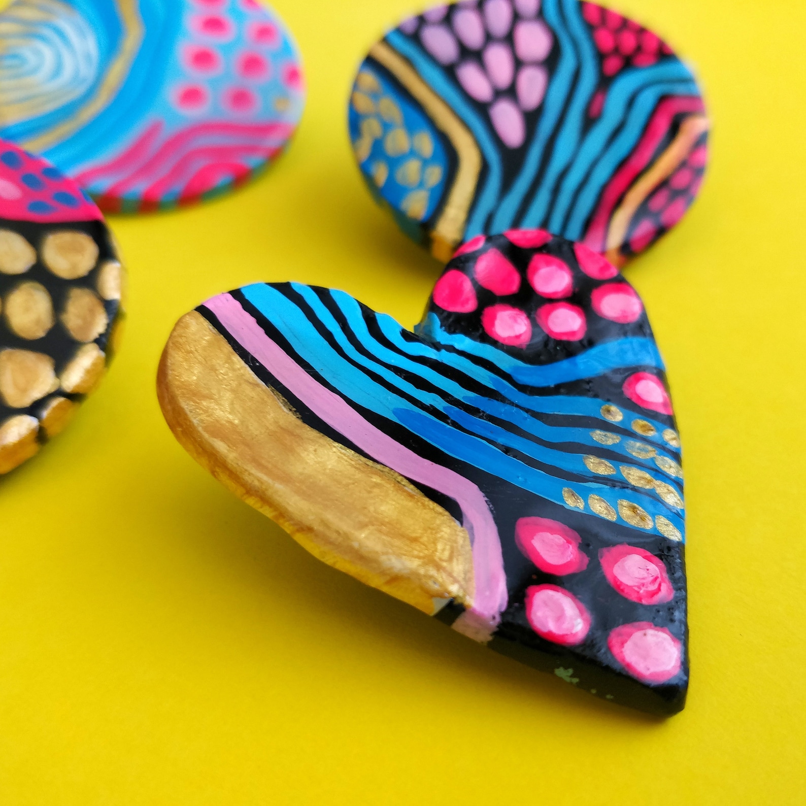 Handmade Air Dry Clay Pins With Glossy Finish. - Etsy