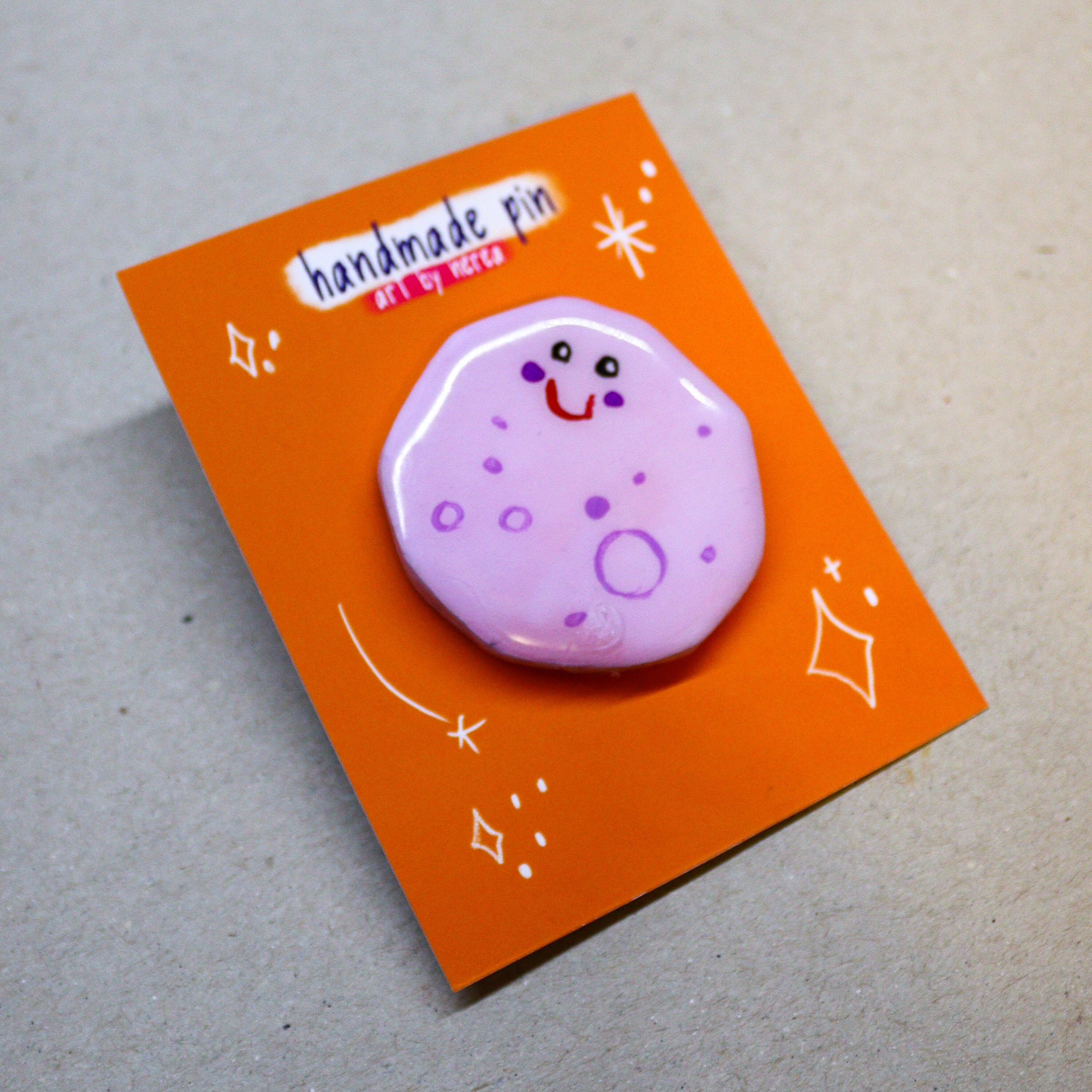 Purple Full Moon Cute Handmade Polymer Clay Pin Badge - Etsy