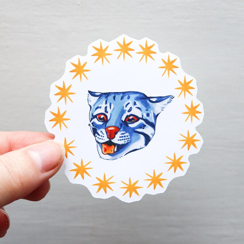 Ocelot and Hibiscus Flower Vinyl Sticker Set of 5 - Etsy