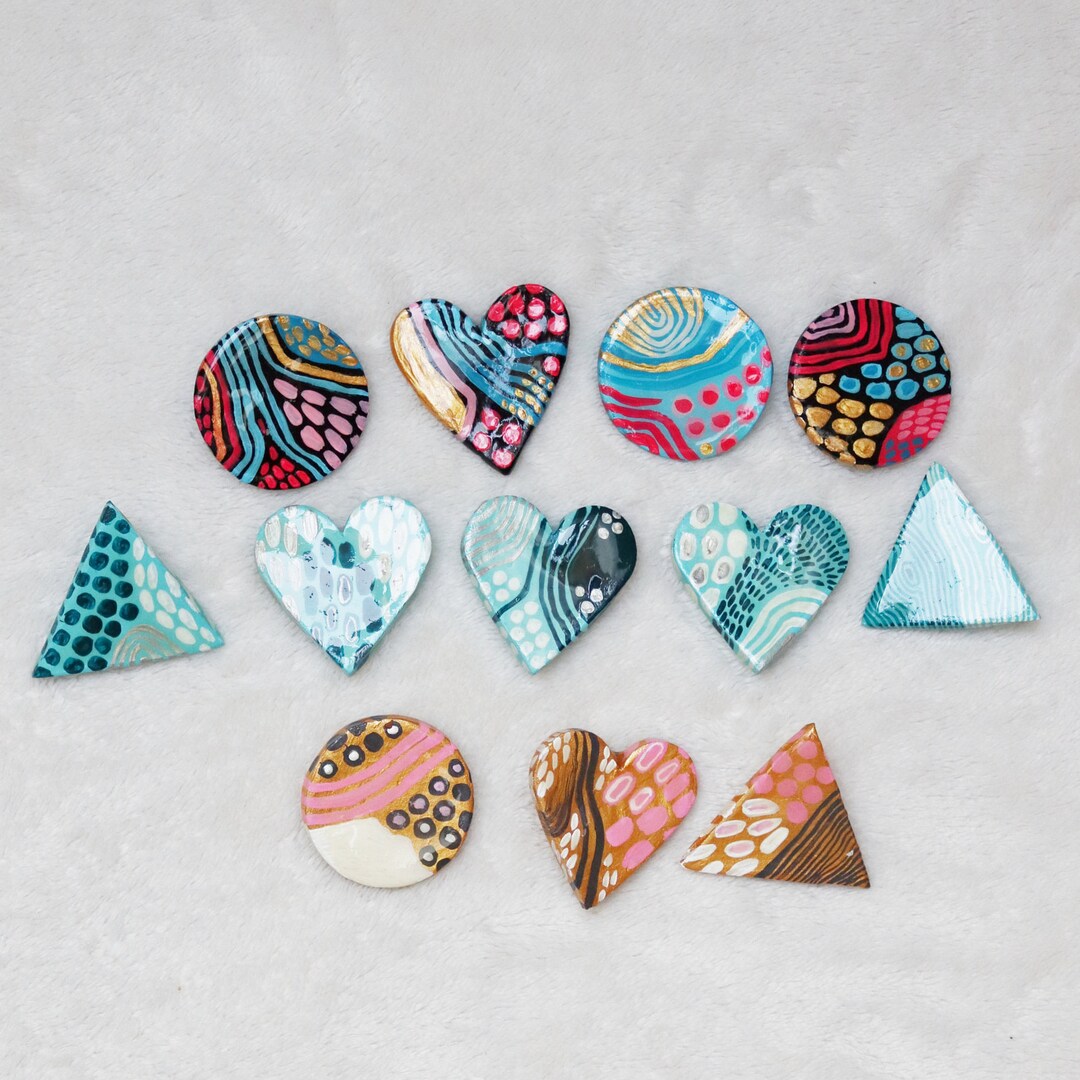 Handmade Air Dry Clay Pins With Glossy Finish. - Etsy