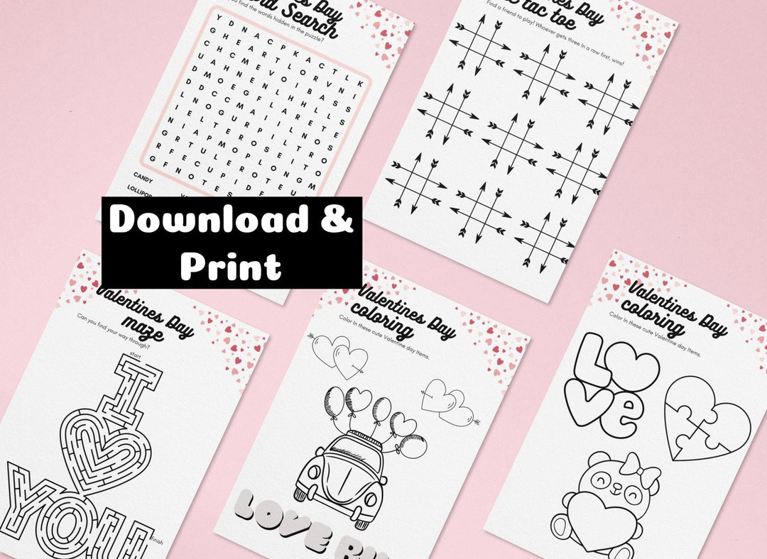 Printable Valentines Day Activity & Coloring Pages. Instant Download ...