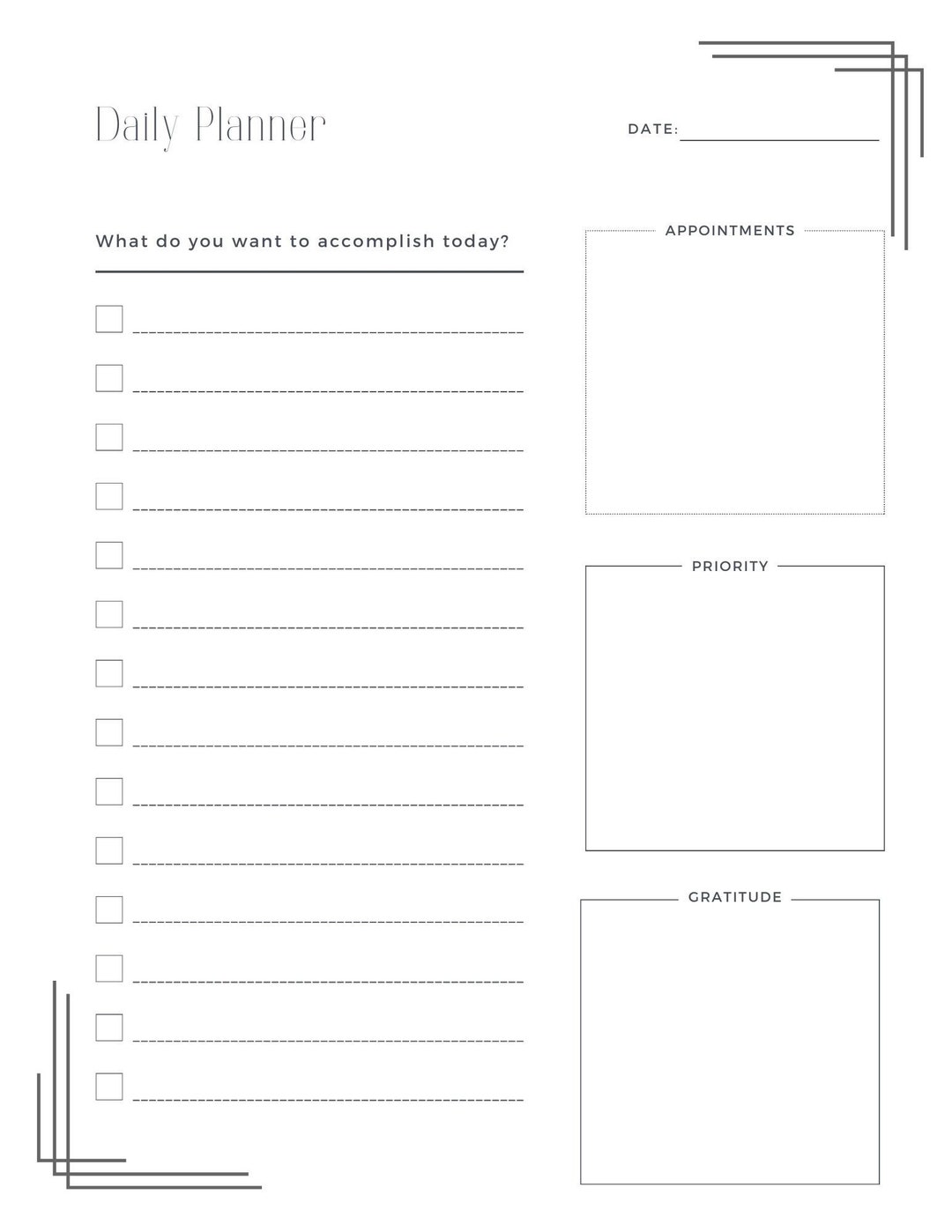 Minimalist Daily Planner Printable, Daily to Do List, Printable ...