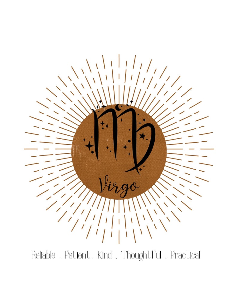 Virgo Zodiac Sign Digital Print- Astrology Wall Art, Home Decor, Virgo ...
