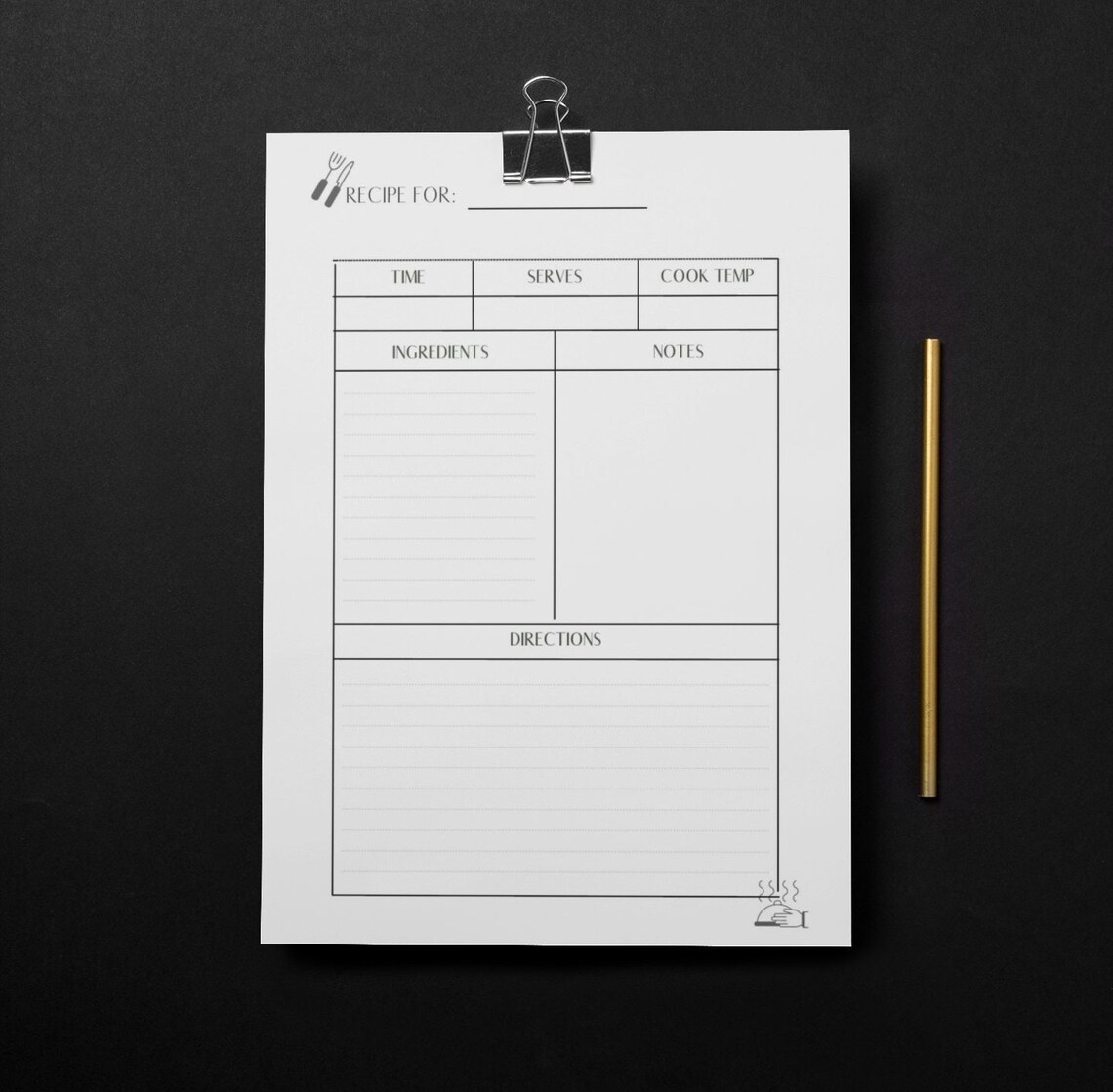 Recipe Card Printable, Blank Recipe Printable, Digital Recipe Page ...