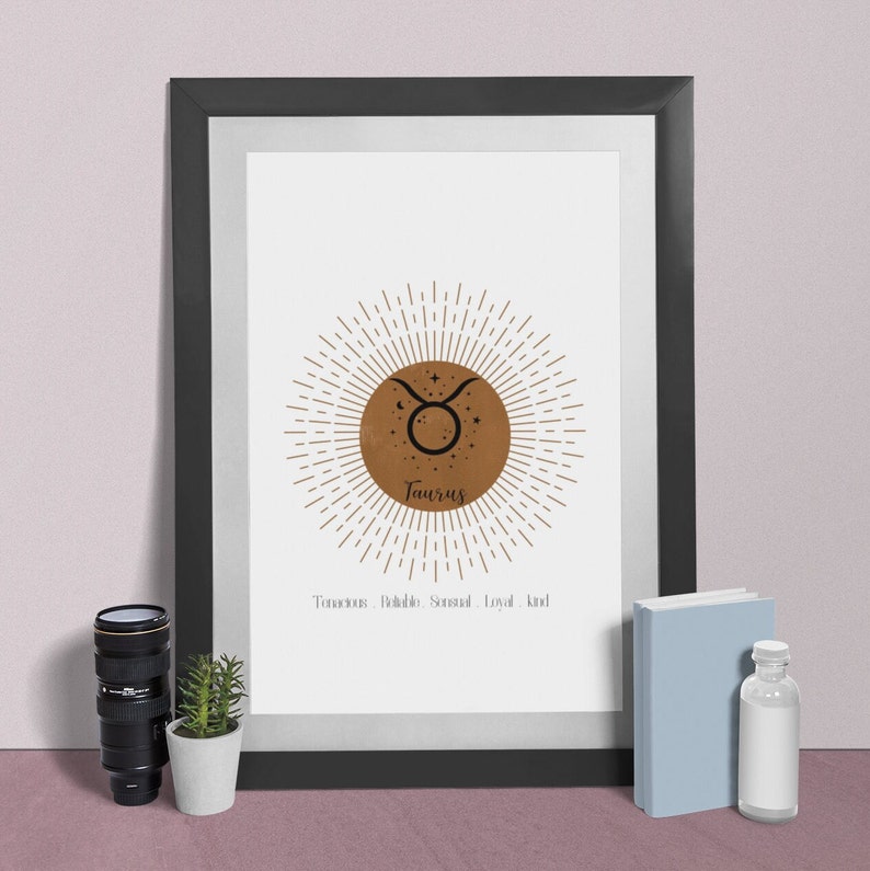 Taurus Zodiac Sign Digital Print- Astrology Wall Art, Home Decor ...
