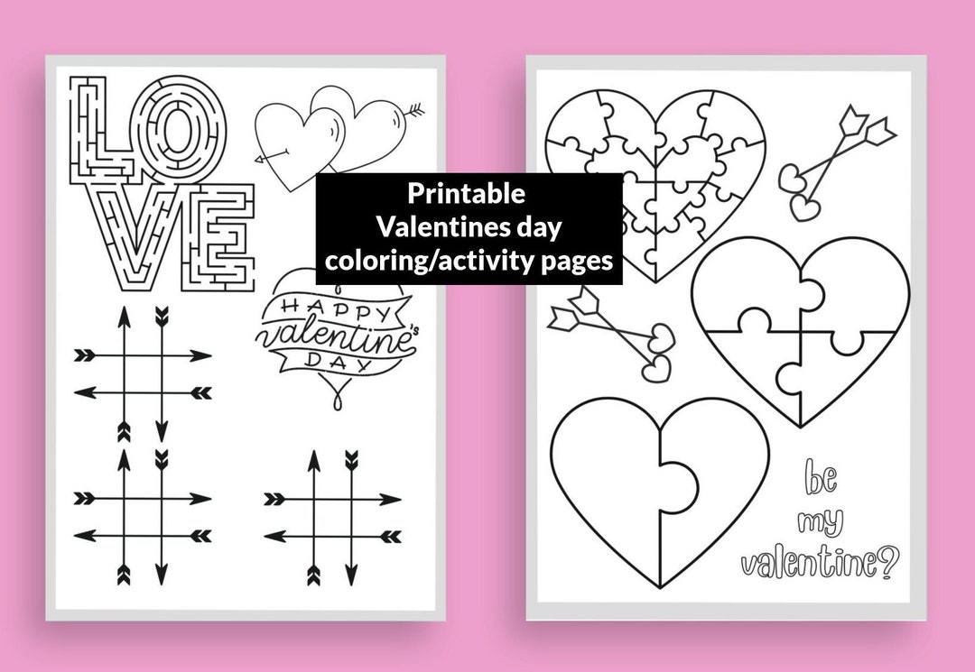 Valentines Day Printable Activity Coloring Pages, Digital Download ...
