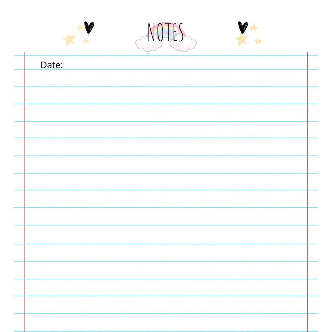 Rainbow Notepad Paper Printable, Note Paper Printable,daily Notes, on ...