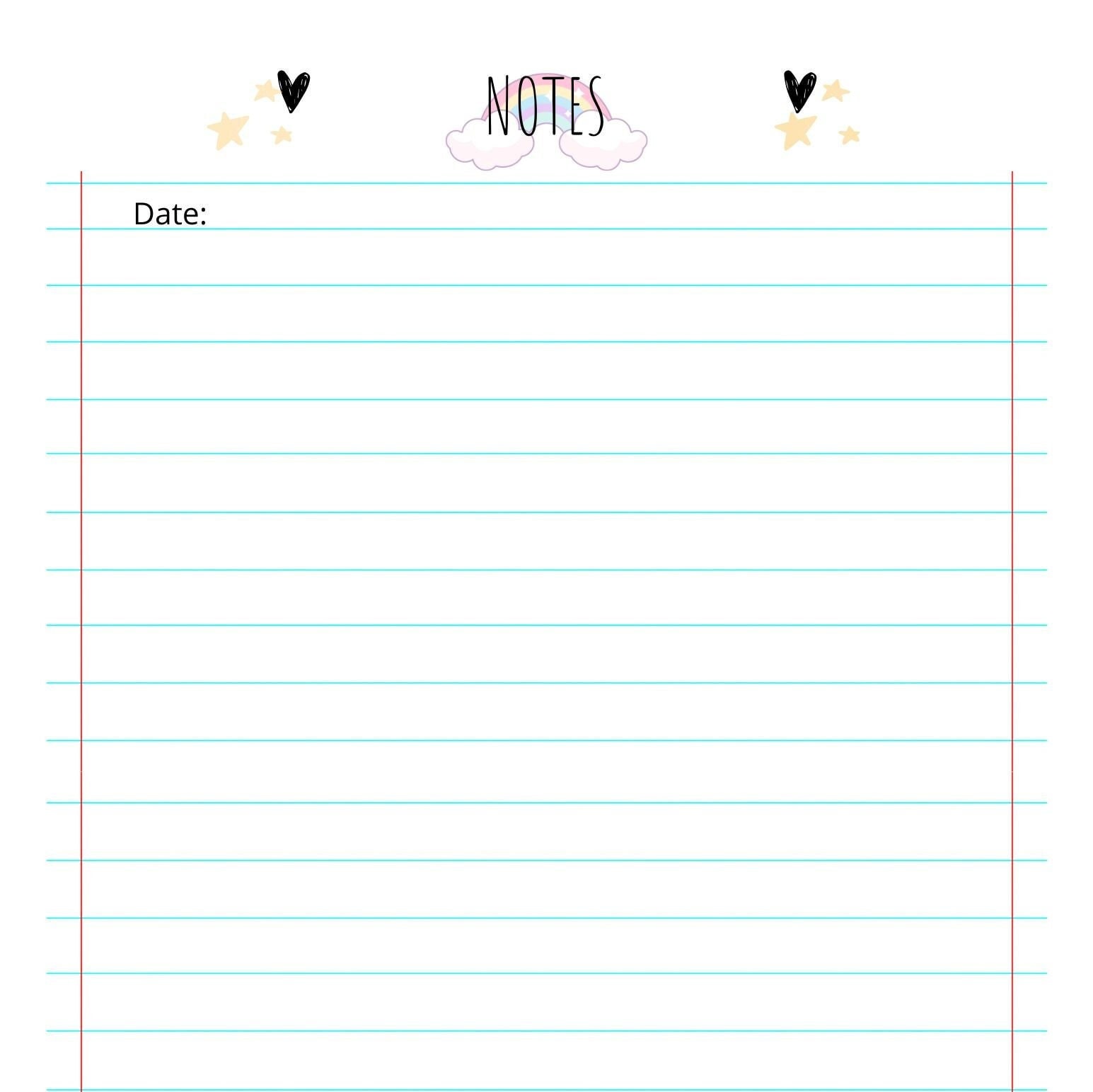Rainbow Notepad Paper Printable, Note Paper Printable,daily Notes, on ...