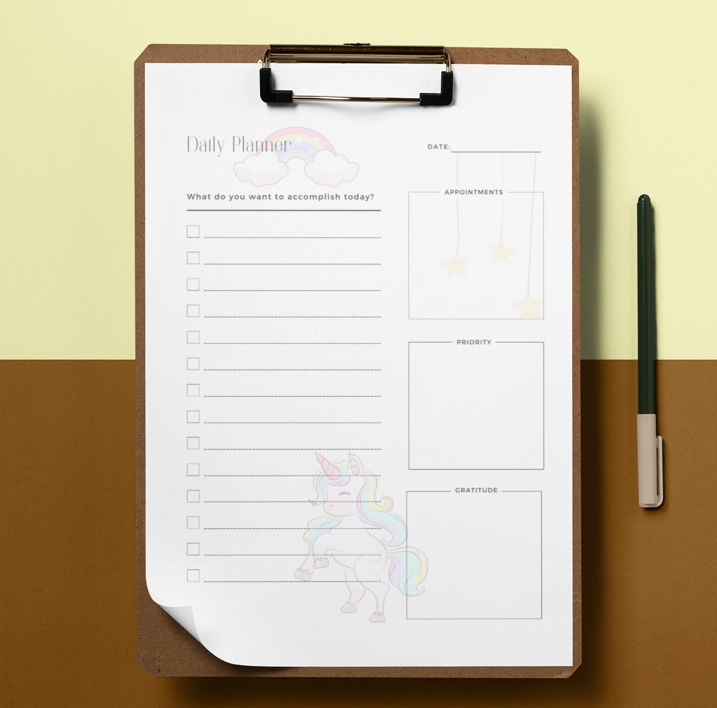 Unicorn Daily Planner, Printable, Rainbow Daily Planner, to Do List ...