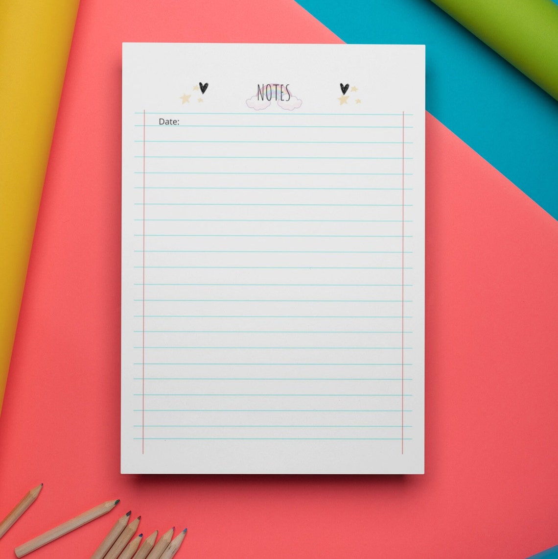 Rainbow Notepad Paper Printable, Note Paper Printable,daily Notes, on ...