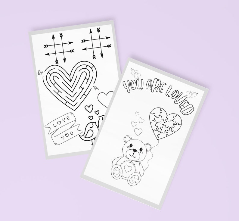 Valentines Day Printable Activity Coloring Pages, Digital Download ...