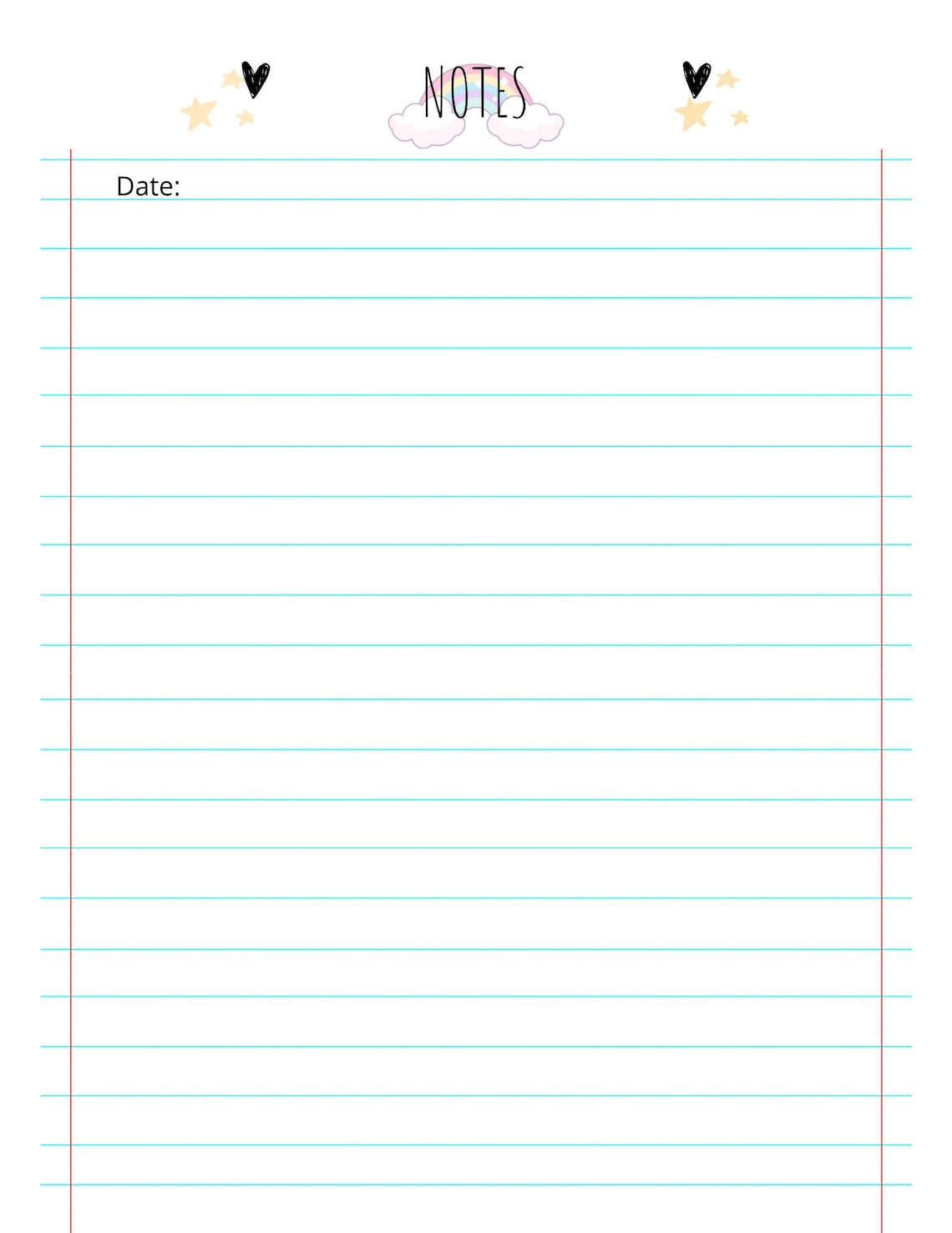 Rainbow Notepad Paper Printable, Note Paper Printable,daily Notes, on ...