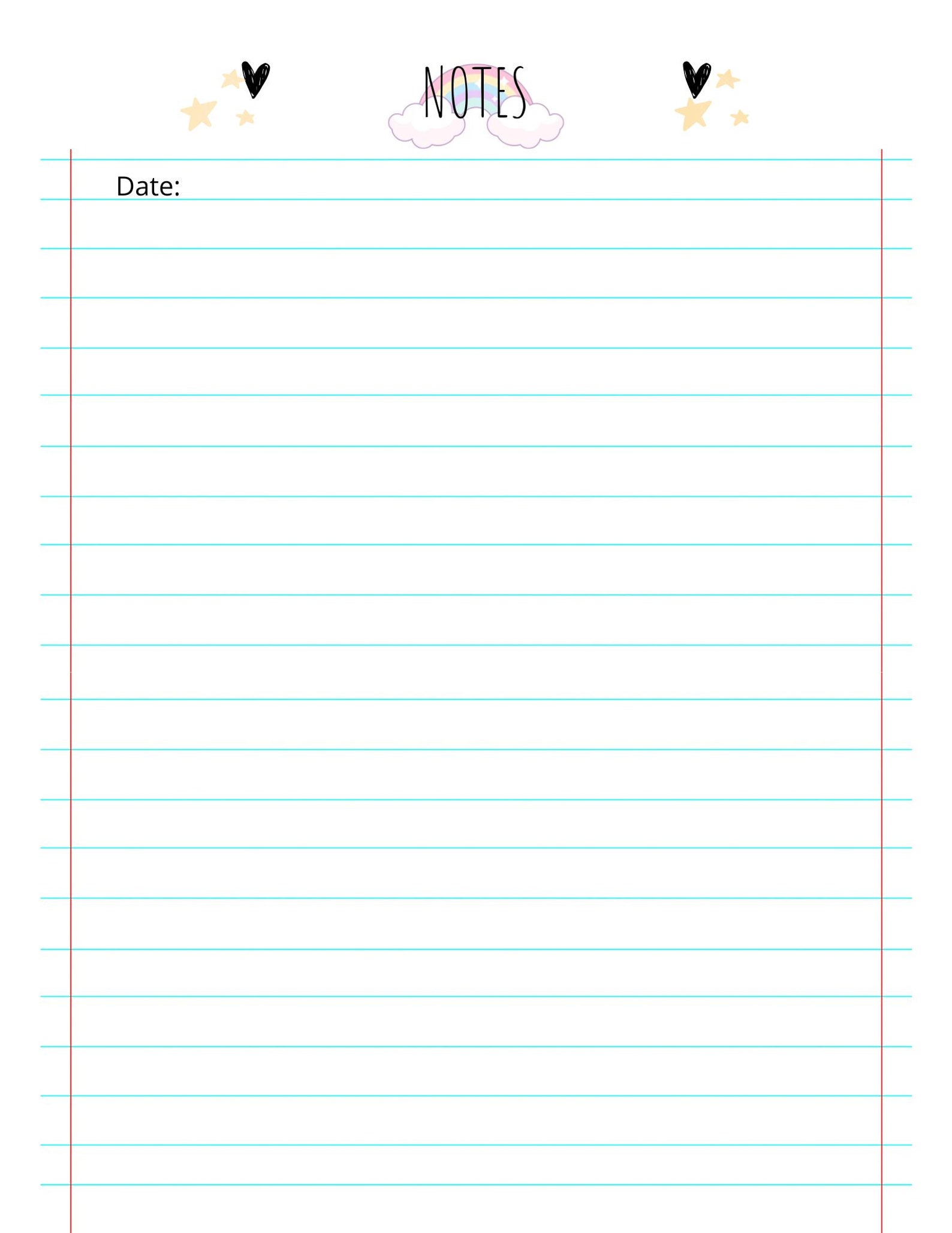 Rainbow Notepad Paper Printable, Note Paper Printable,daily Notes, on ...