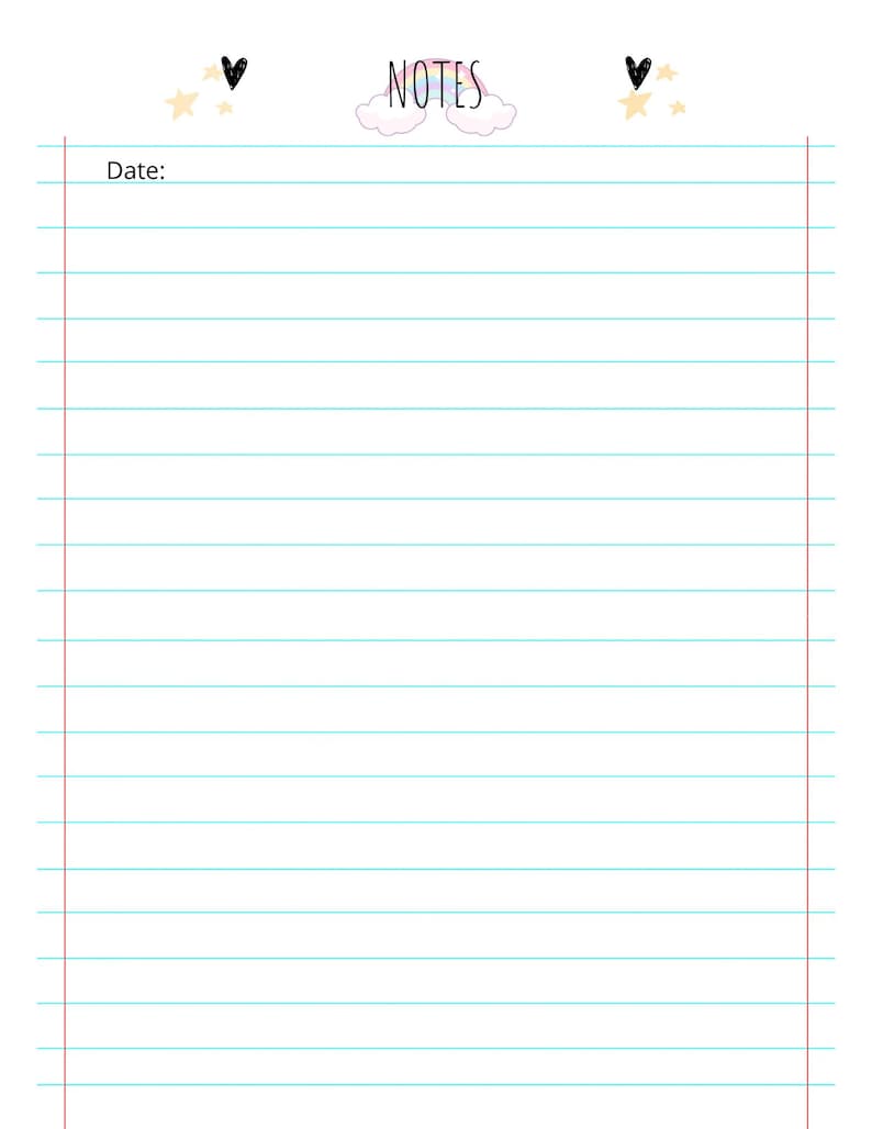 Rainbow Notepad Paper Printable, Note Paper Printable,daily Notes, on ...