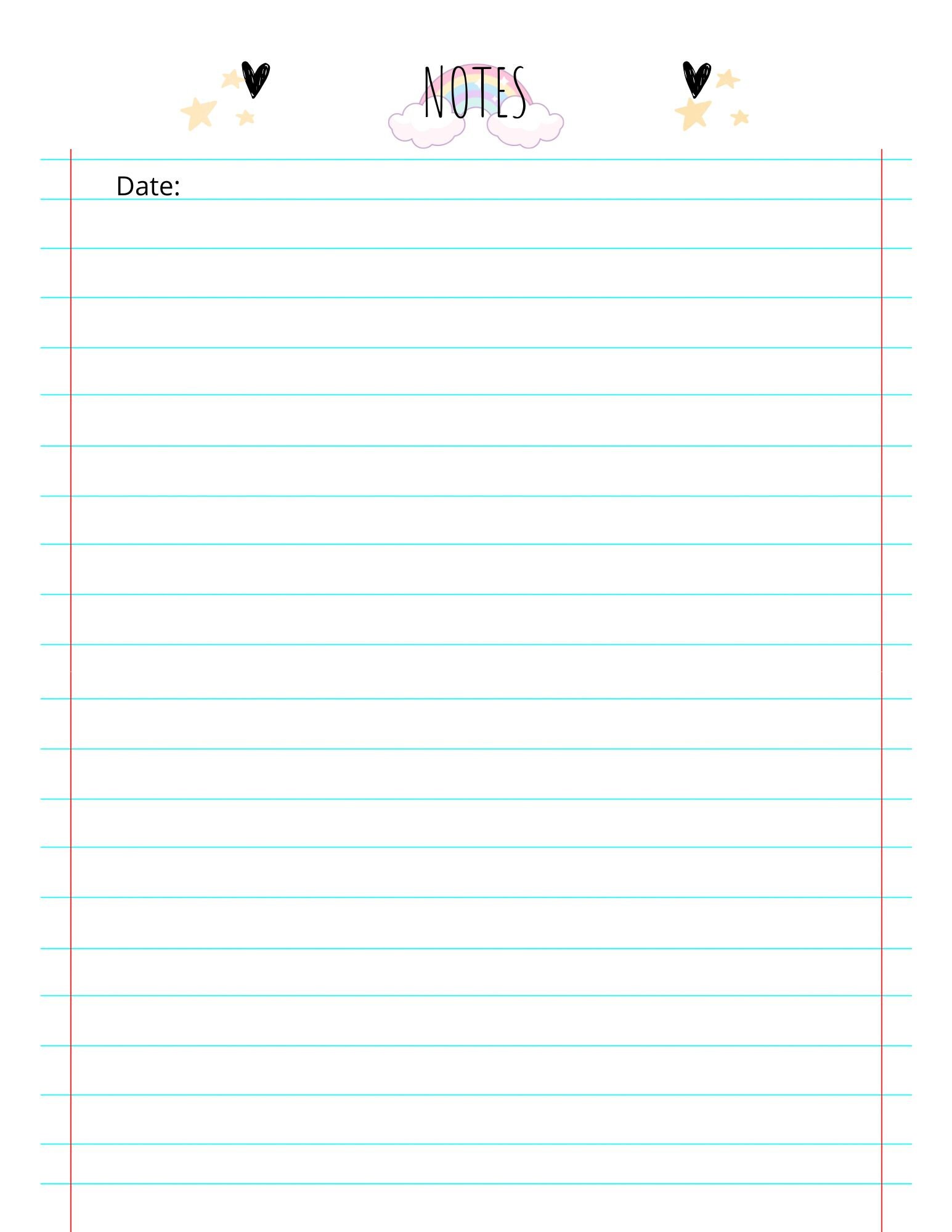 Rainbow Notepad Paper Printable, Note Paper Printable,daily Notes, on ...