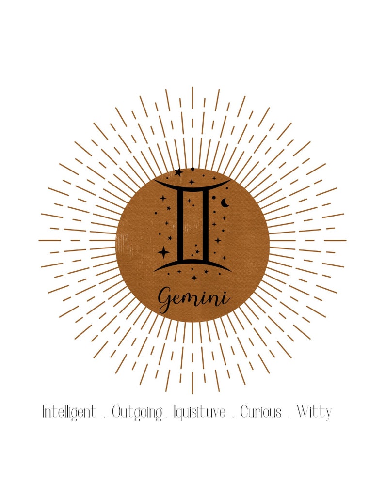 Gemini Zodiac Sign Digital Print- Astrology Wall Art, Home Decor ...