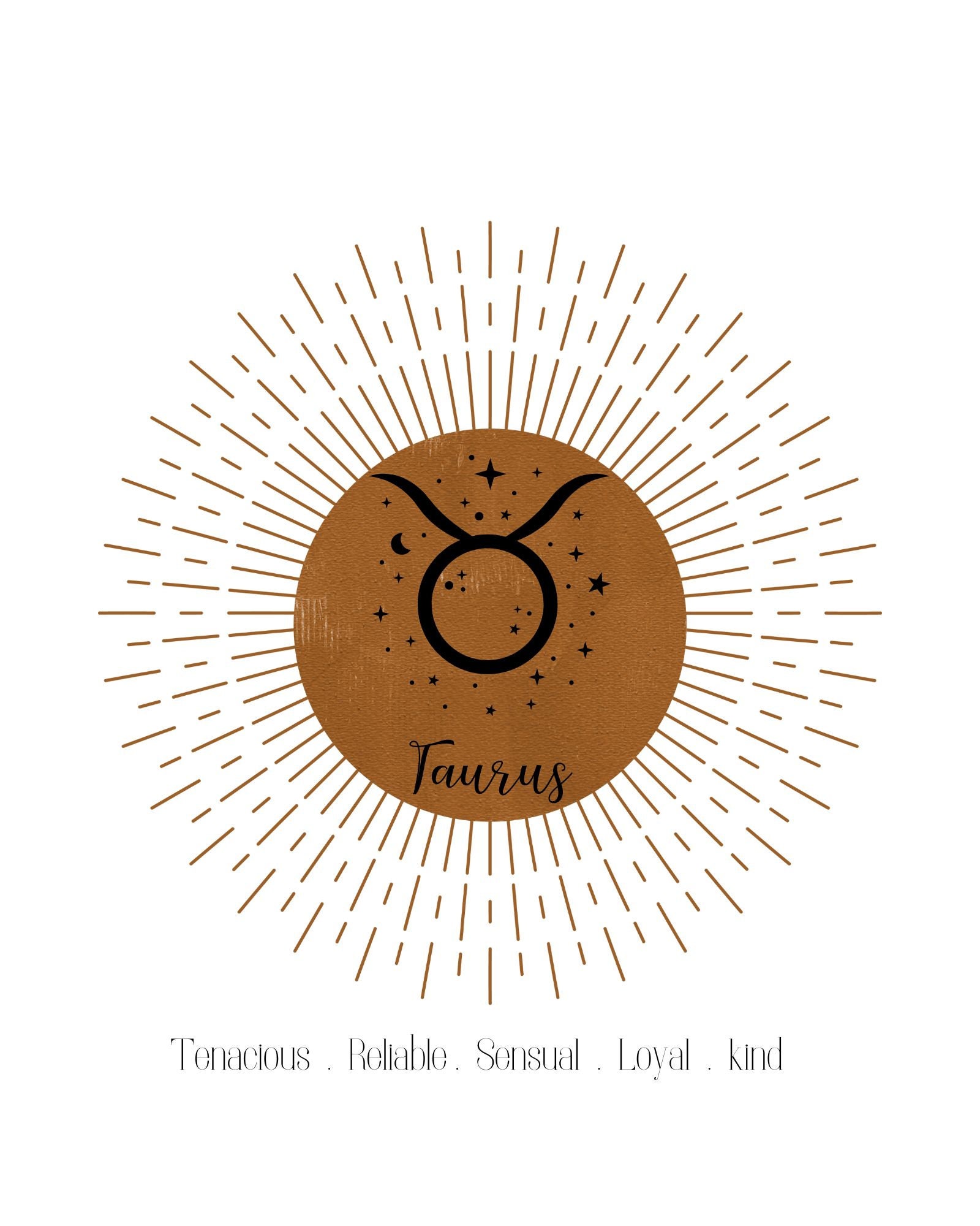 Taurus Zodiac Sign Digital Print- Astrology Wall Art, Home Decor ...