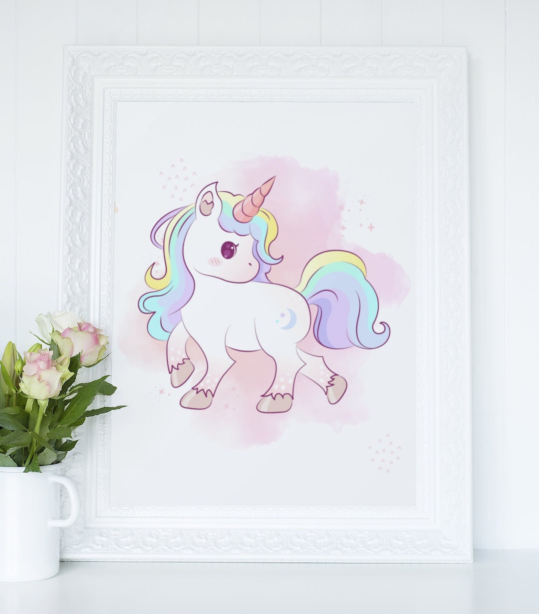 Unicorn Art Print, Printable Art, Digital Art, Unicorn Theme for Kids ...