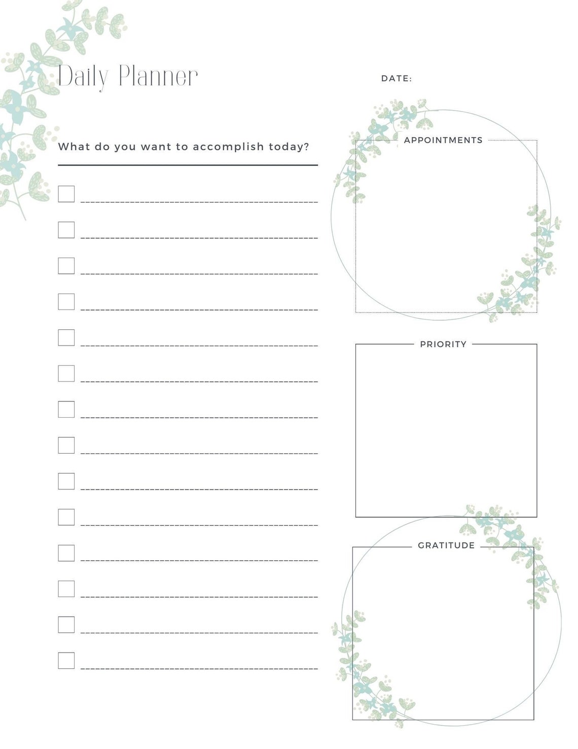 Daily Planner Printable, Daily to Do List, Minimalist Planner, Work ...