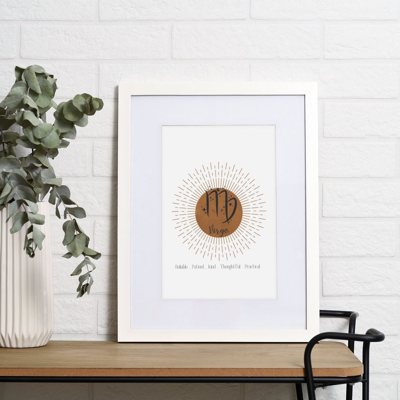 Virgo Zodiac Sign Digital Print- Astrology Wall Art, Home Decor, Virgo ...