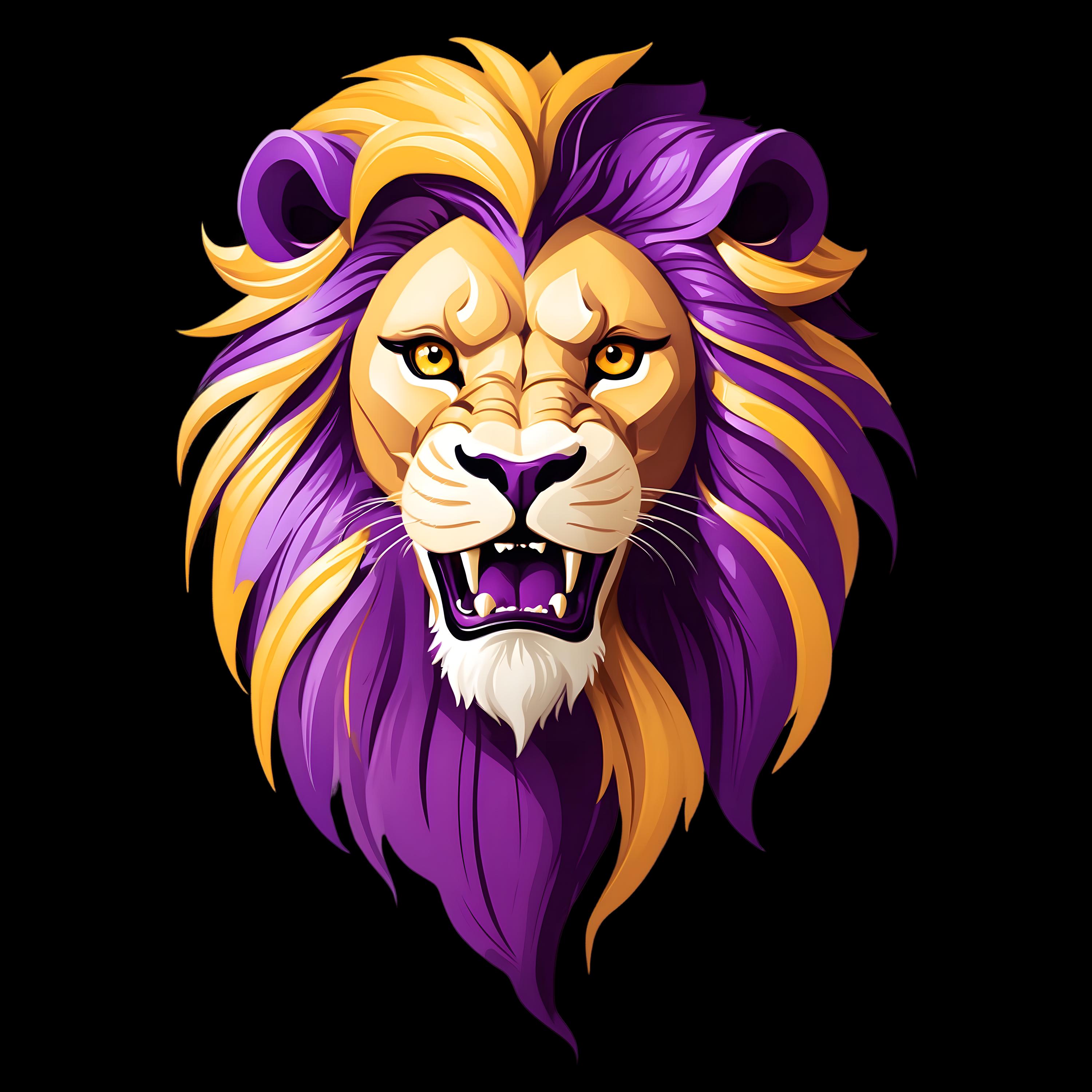 Vibrant Purple and Gold Lion Digital Art PNG File - Etsy
