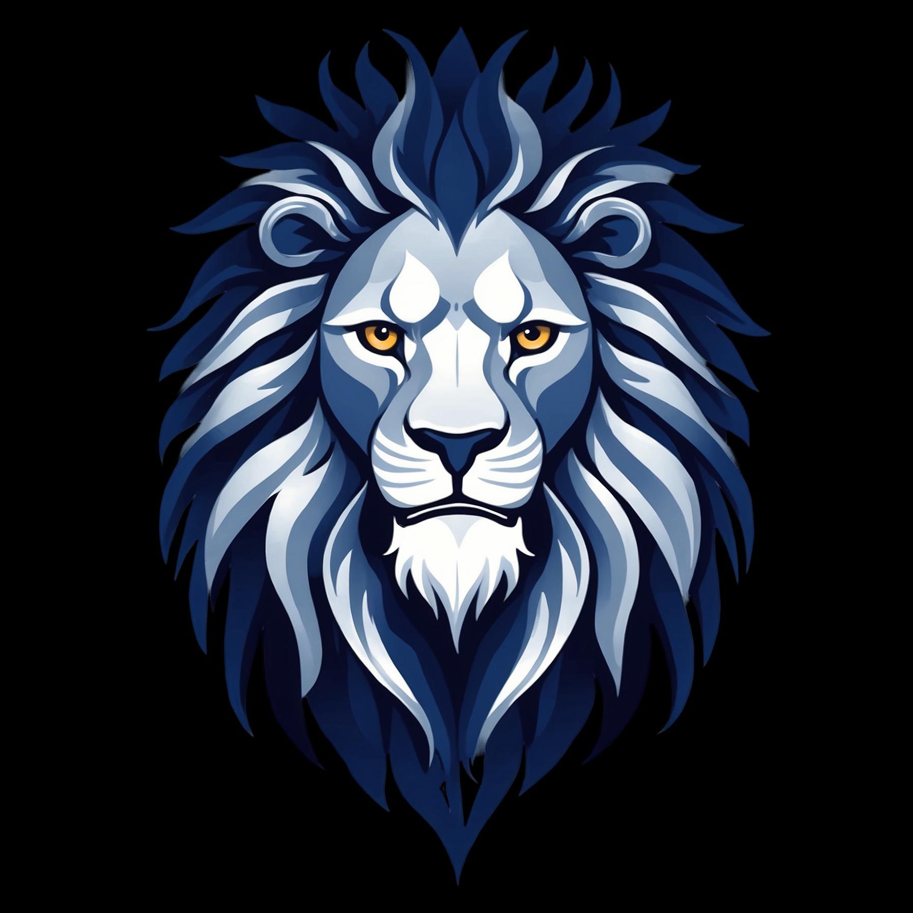 Vibrant Blue and Silver Lion Digital Art PNG Digital File - Etsy