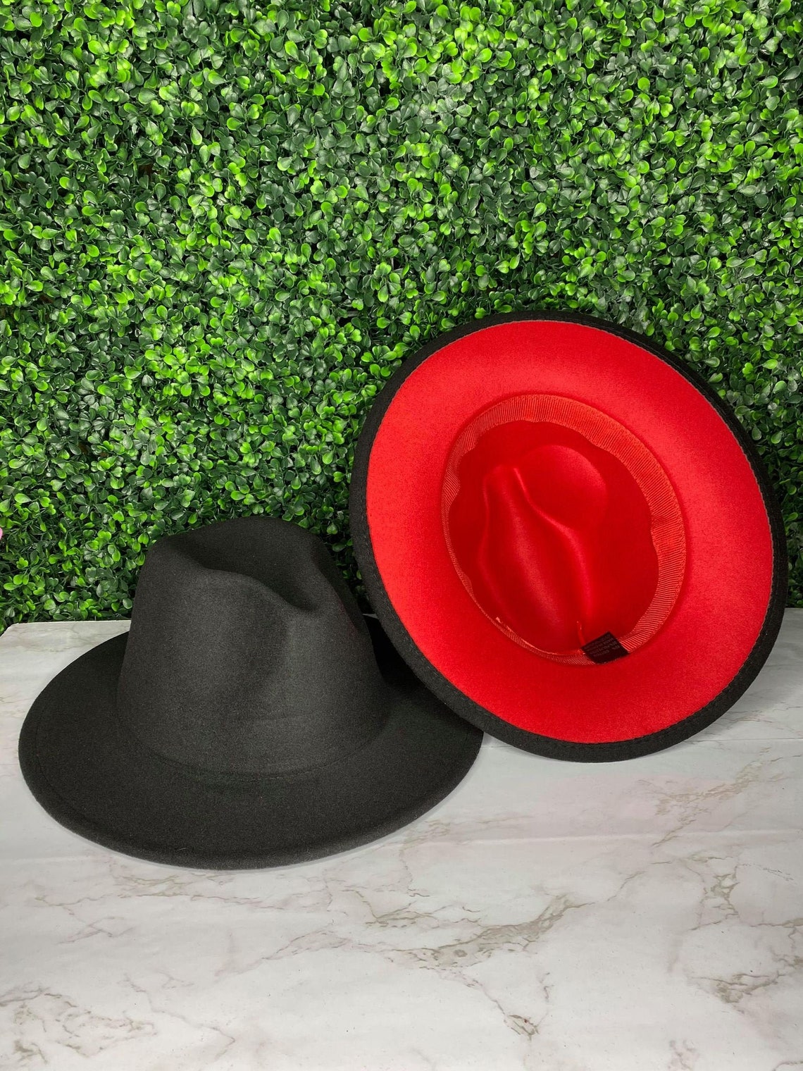 Fedora Hat Red Bottom Fedora Hat Wide Brim Two Tone - Etsy