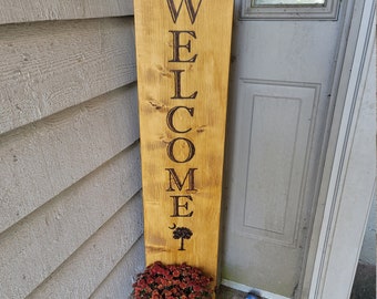 Large Welcome Sign With Planter Welcome Wood Planter Box Personalized ...