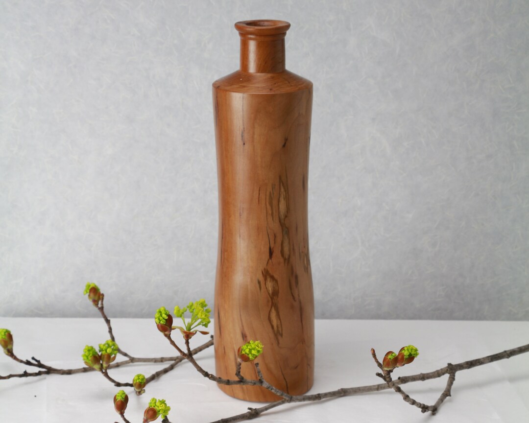 Ichirin Vase | Spalted Cherry | Hand Turned | Single Flower Arrangement ...