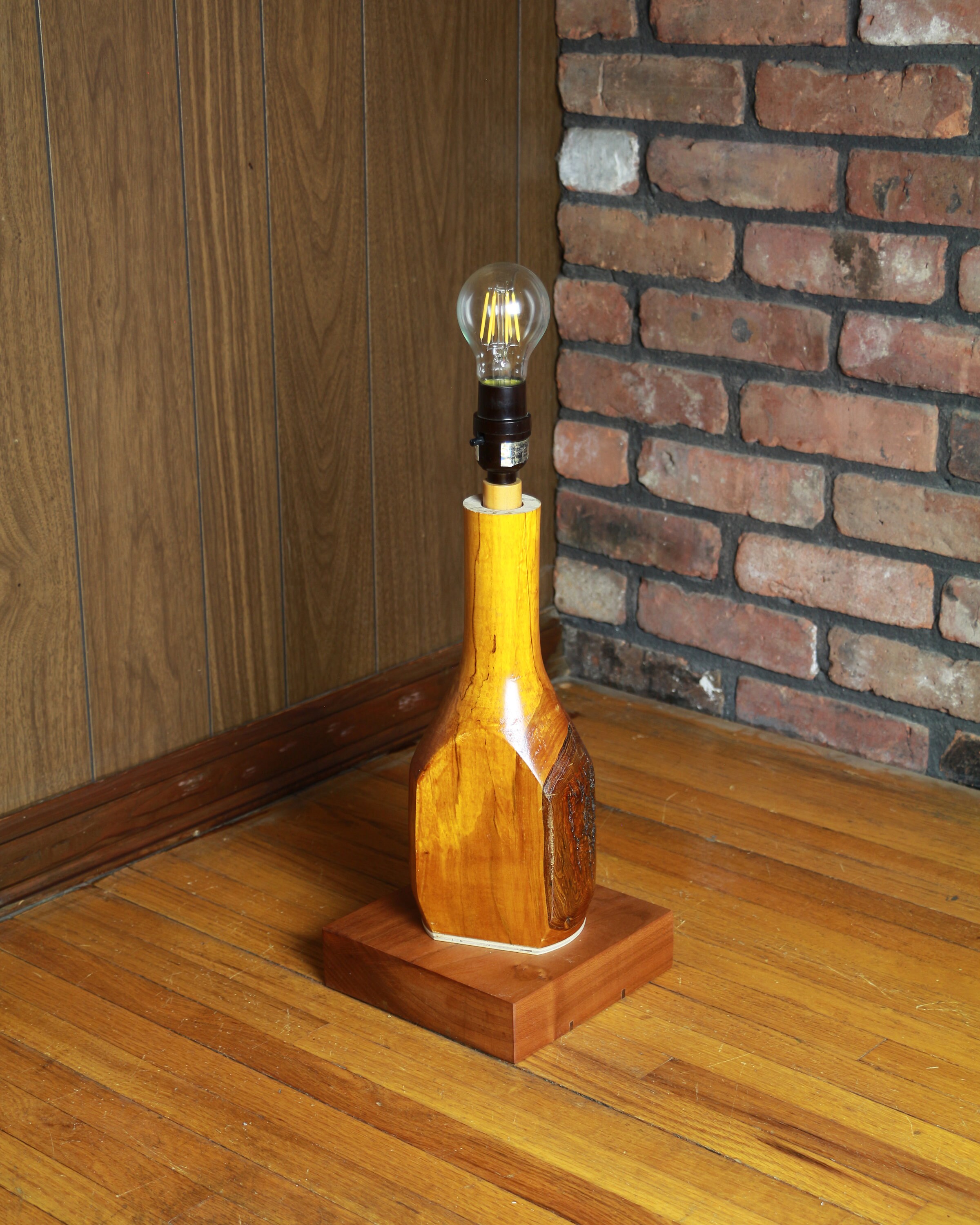 Handcrafted LED Table Lamp | Wood Turned Lamp Base | Rustic Style LED ...