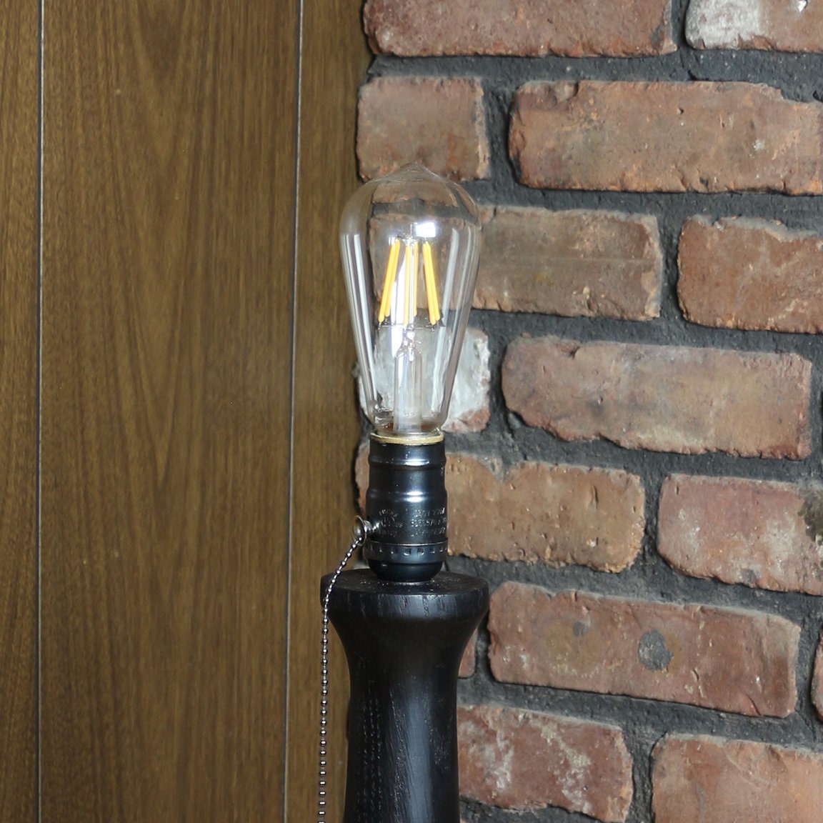 Handcrafted LED Table Lamp Rustic Style LED Cabin Lamp I Oak Wood ...