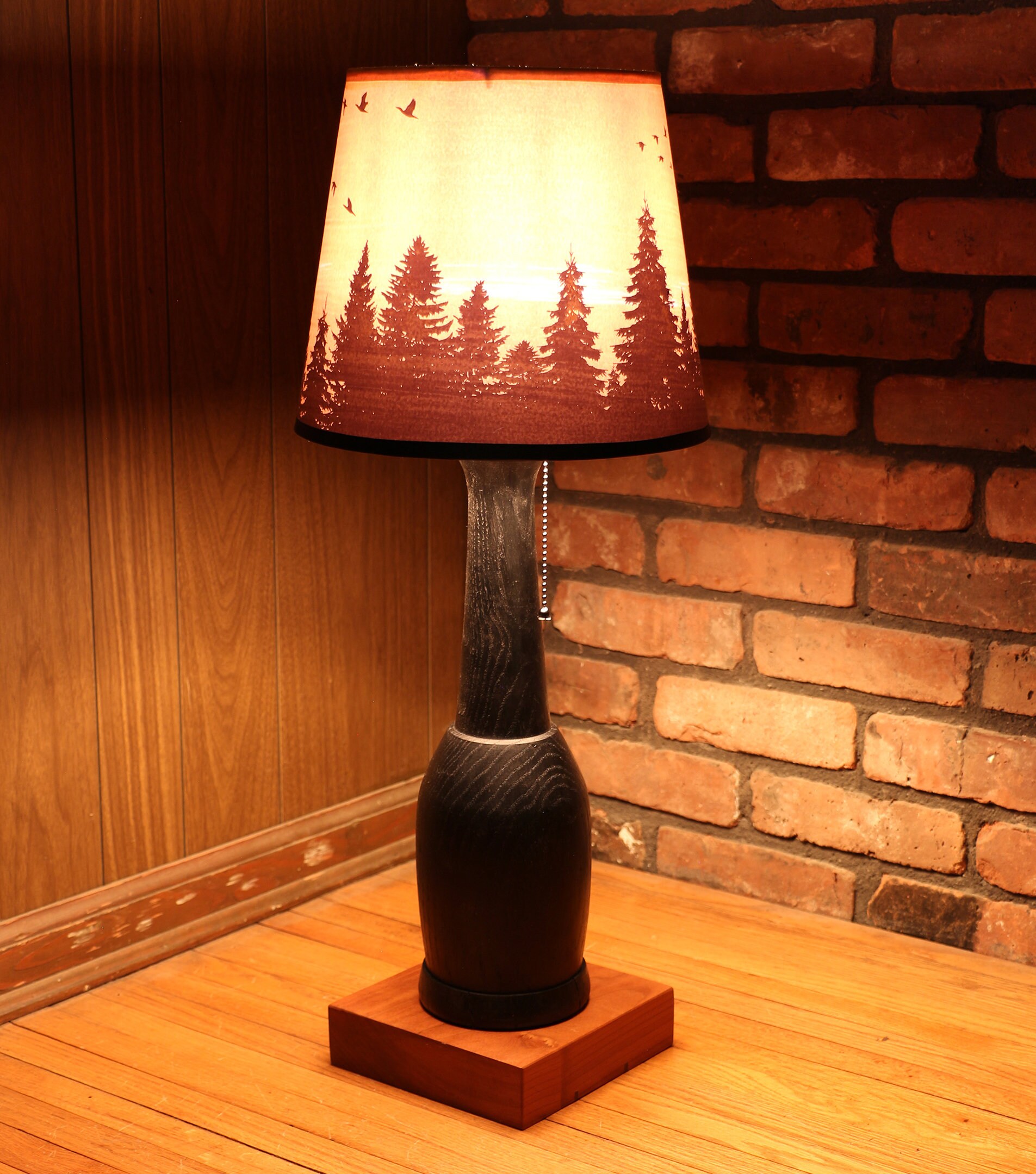 Handcrafted LED Table Lamp Rustic Style LED Cabin Lamp I Oak Wood ...
