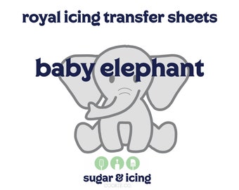 Baby Elephant Royal Icing Transfer Sheet - Etsy