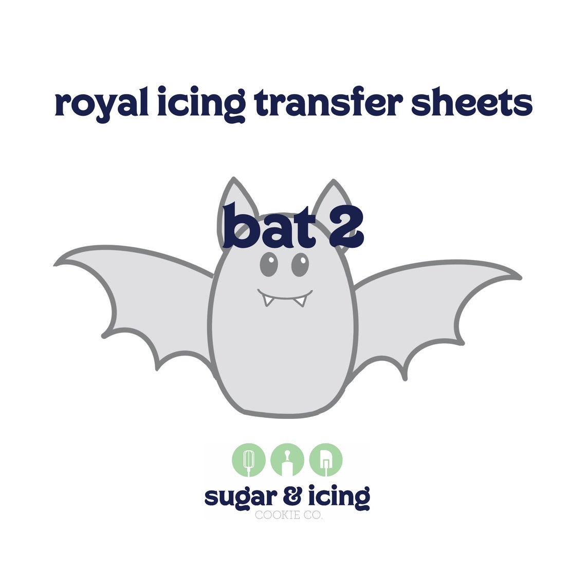 Bat 2 - Royal Icing Transfers Template INSTANT DOWNLOAD - Etsy