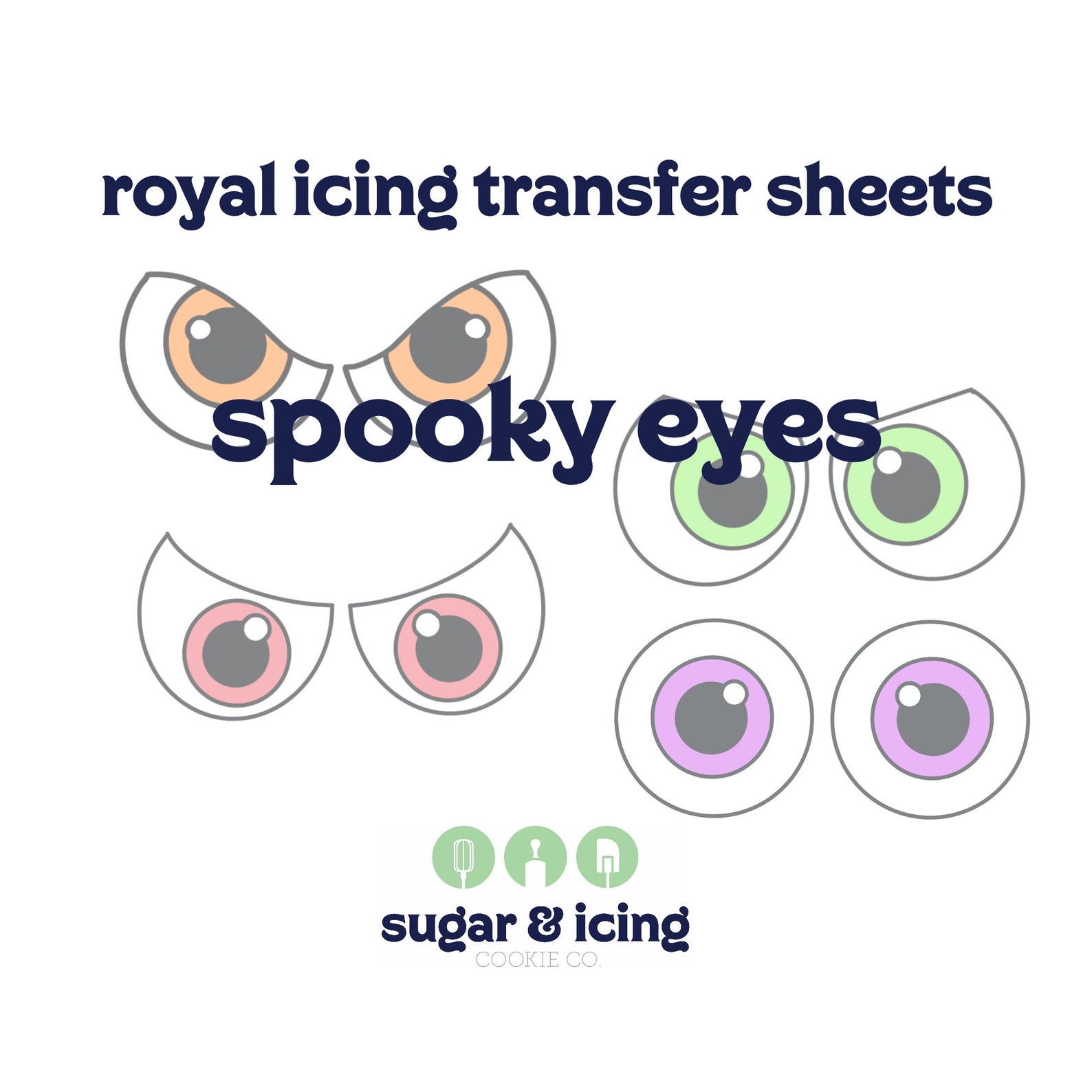 Spooky Eyes - Royal Icing Transfers Template INSTANT DOWNLOAD - Etsy